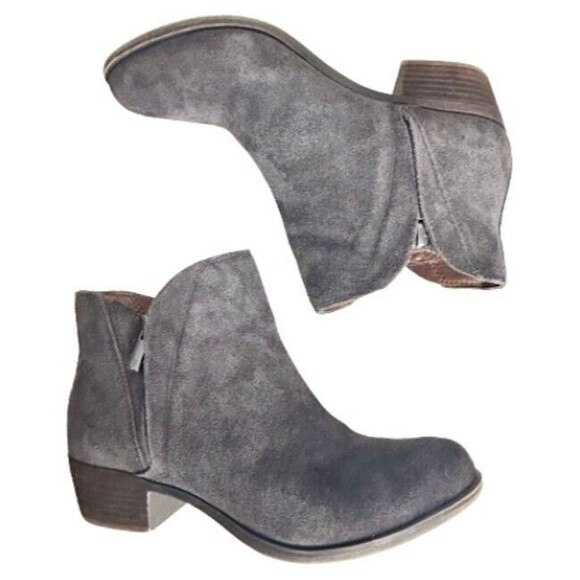Lucky Brand | Shoes | Lucky Brand Giddyup Boots 6 Grey Suede Leather ...